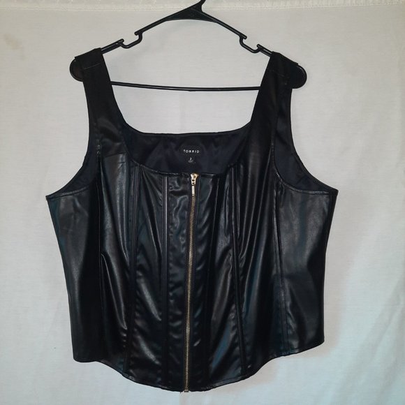 torrid | Tops | Torrid Faux Leather Square Neck Zip Front Corset Top ...